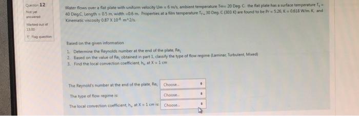 Solved Water flows over a flat plate with uniform velocity | Chegg.com