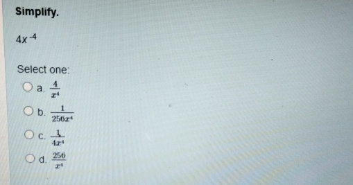 Solved Simplify.4x-4Select | Chegg.com