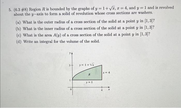 Solved about the y-axis to form a solid of revolution whose | Chegg.com