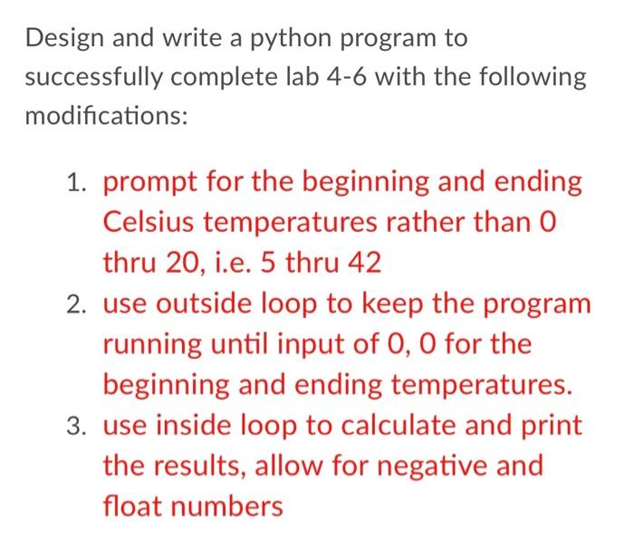 Solved Design and write a python program to successfully | Chegg.com