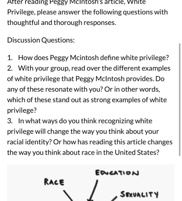 After reading Peggy McIntosh's article, White | Chegg.com