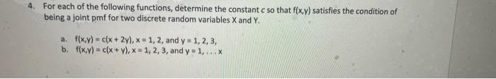 Solved 4. For each of the following functions, determine the | Chegg.com