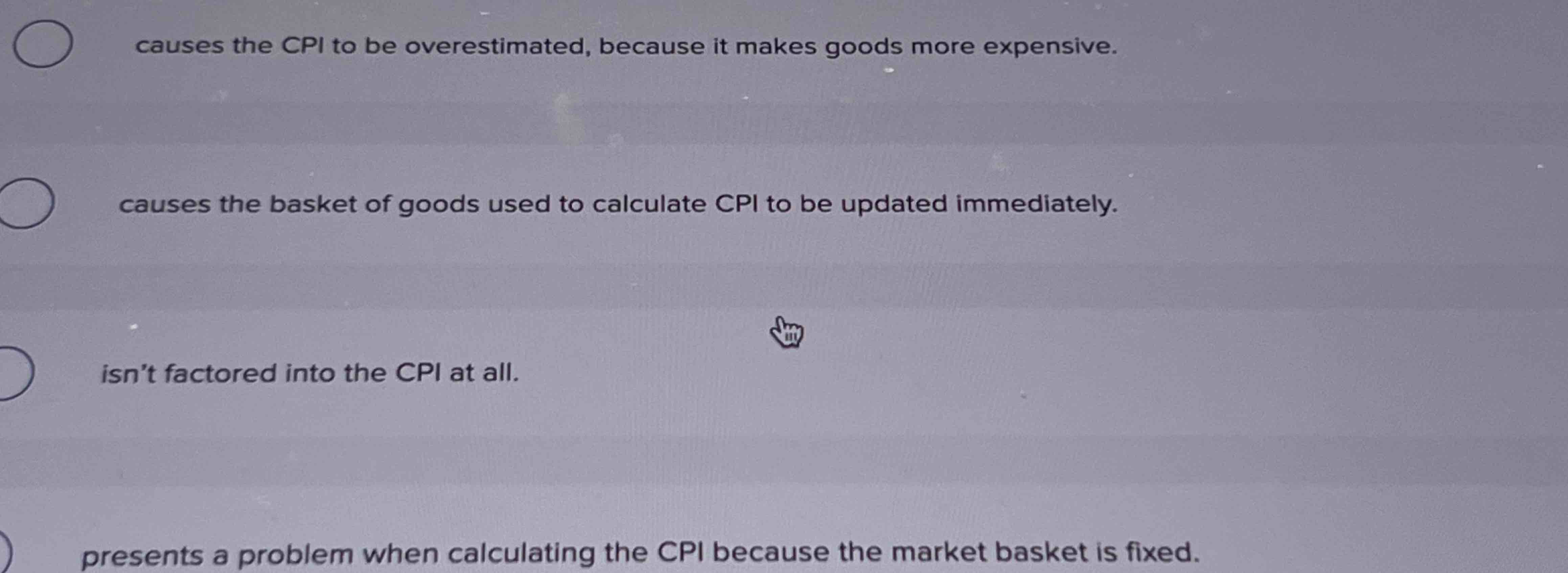 Solved causes the CPI to be overestimated, because it makes | Chegg.com