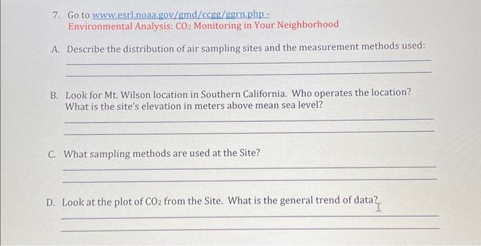 Solved 7. Go to www.esrl.noaa.gov/gmd/ccgg/ggrn.php - | Chegg.com