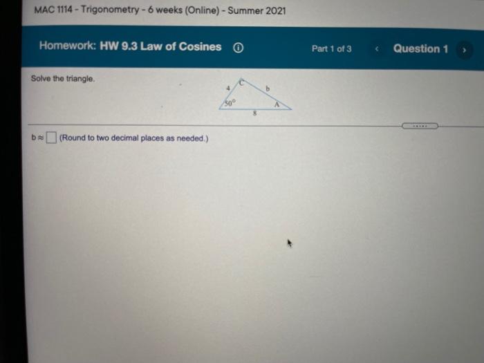 Solved MAC 1114 - Trigonometry - 6 weeks (Online) - Summer | Chegg.com
