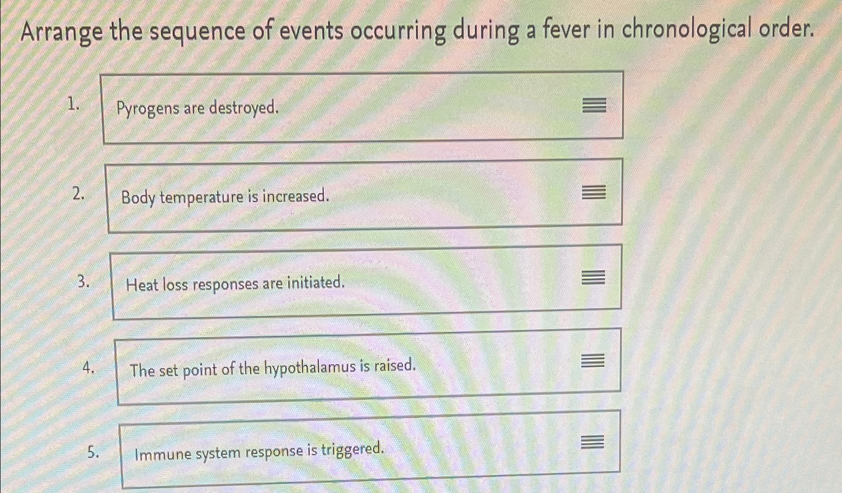 Solved Arrange the sequence of events occurring during a | Chegg.com