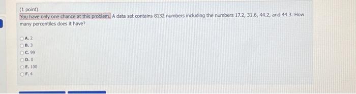 Solved (1 point) You have only one chance at this problem. A | Chegg.com