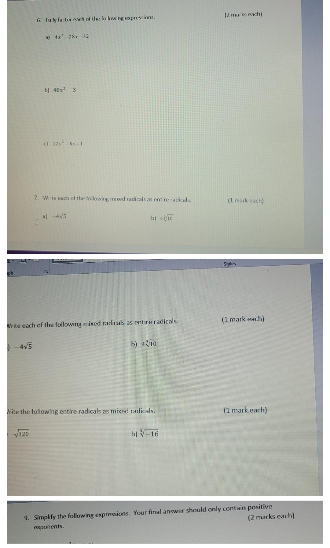 Solved Paragraph (2 marks each) 4. Expand and simplify the | Chegg.com