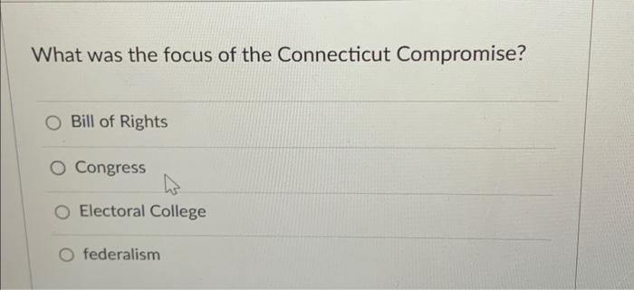 What was the focus of the Connecticut Compromise? | Chegg.com