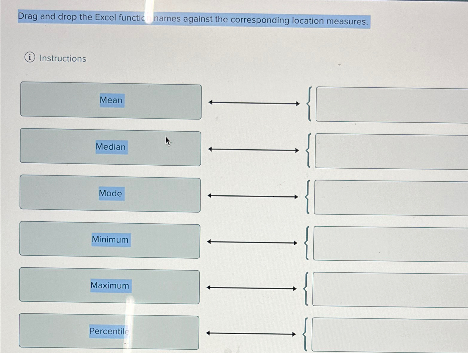 Solved Drag and drop the Excel functic names against the | Chegg.com