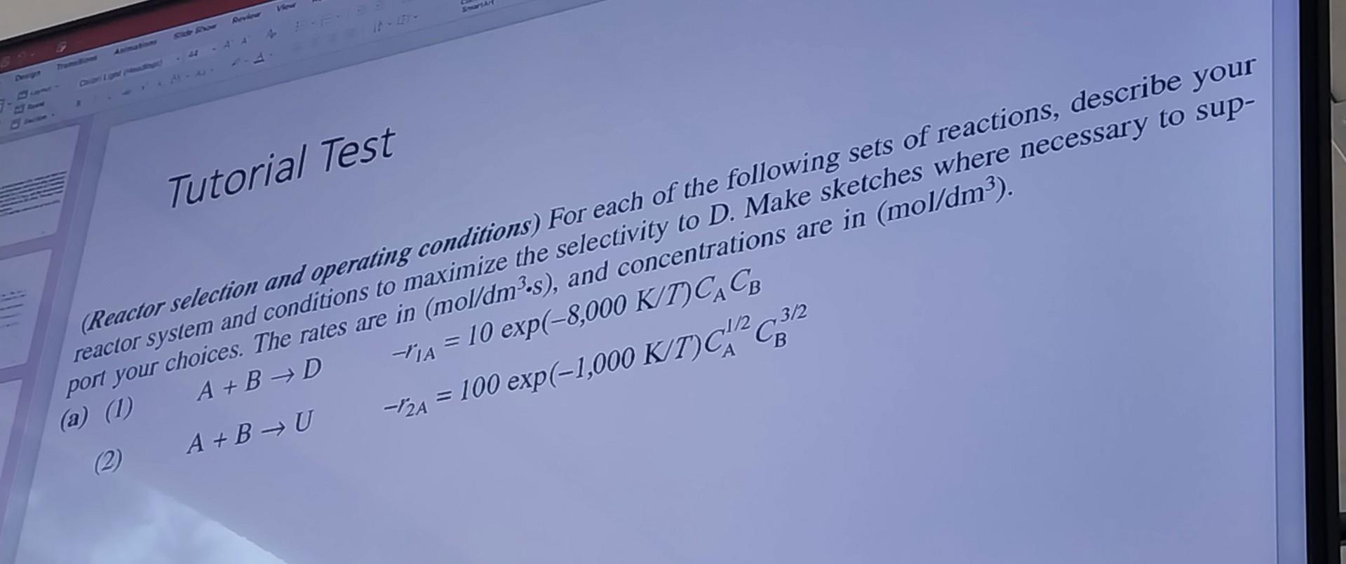 Solved (Reactor selection and operating conditions) For each | Chegg.com