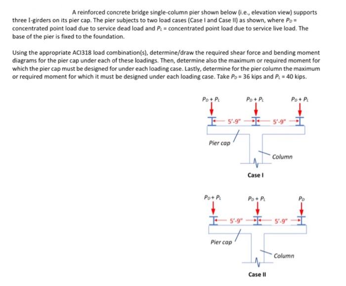 Solved A reinforced concrete bridge single-column pier shown | Chegg.com