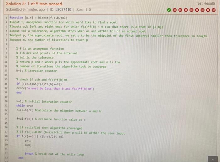 Solved X Bisection Method 3 Solutions Submitted Max 10