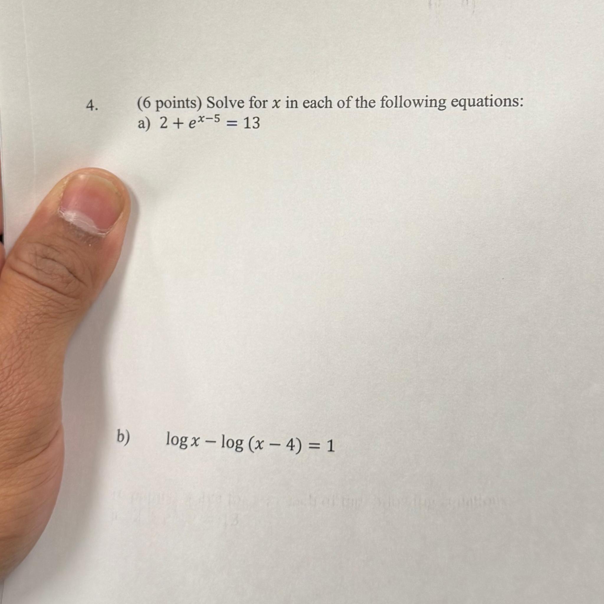 Solved (6 ﻿points) ﻿Solve for x ﻿in each of the following | Chegg.com
