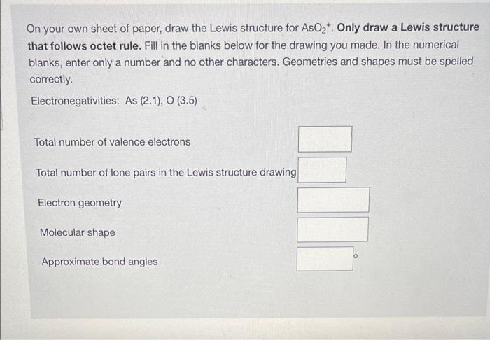 Solved On your own sheet of paper, draw the Lewis structure | Chegg.com
