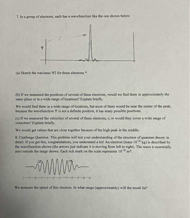 Solved 7. In a group of electrons, each has a wavefunction | Chegg.com