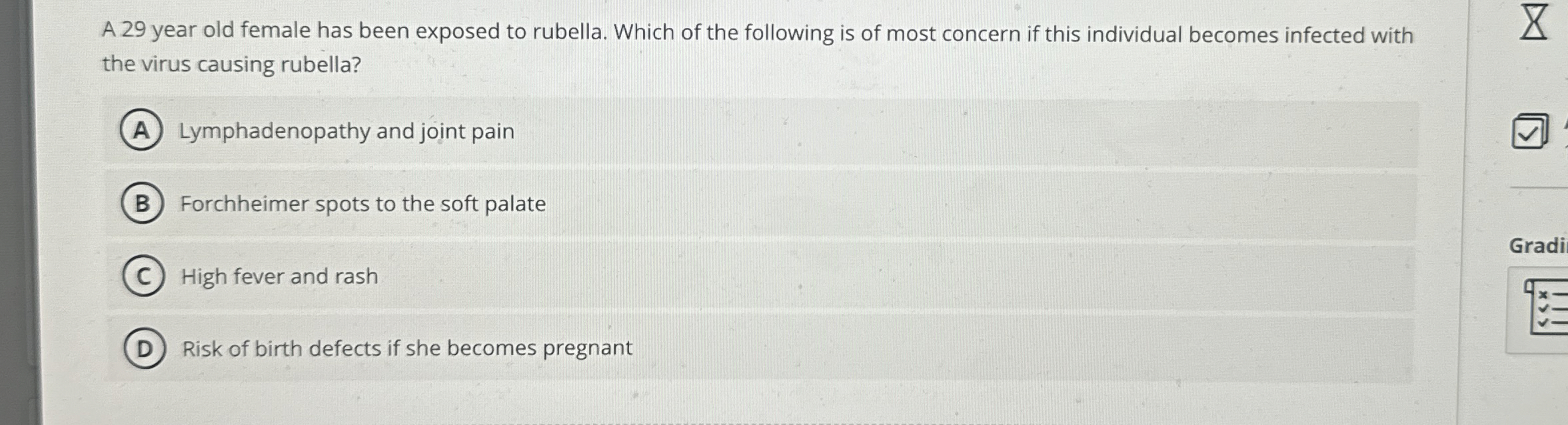 Solved A 29 ﻿year old female has been exposed to rubella. | Chegg.com