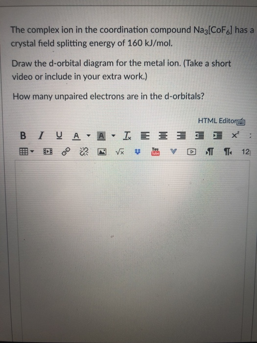 Solved The complex ion in the coordination compound | Chegg.com