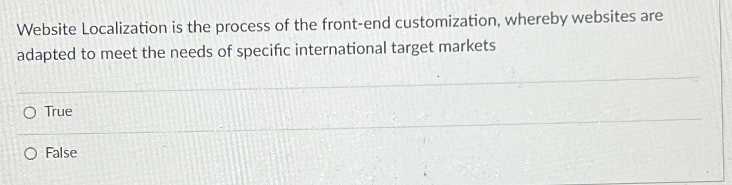 Solved Website Localization is the process of the front-end | Chegg.com