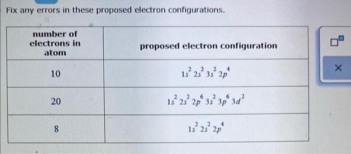 Solved Fix any errors in these proposed electron | Chegg.com