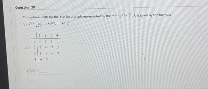 The optimal path for the TSP for a graph represented | Chegg.com