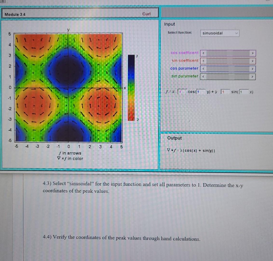 Solved Module 3.4 Curl Input Select function: sinusoidal Cos | Chegg.com