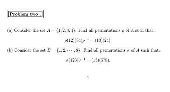 Solved Problem Two A Consider The Set A {1 2 3 4}