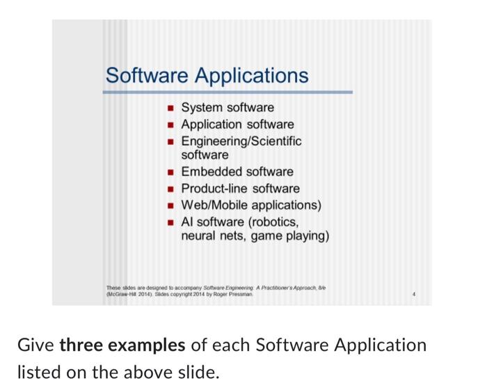 Solved Software Applications System software Application | Chegg.com