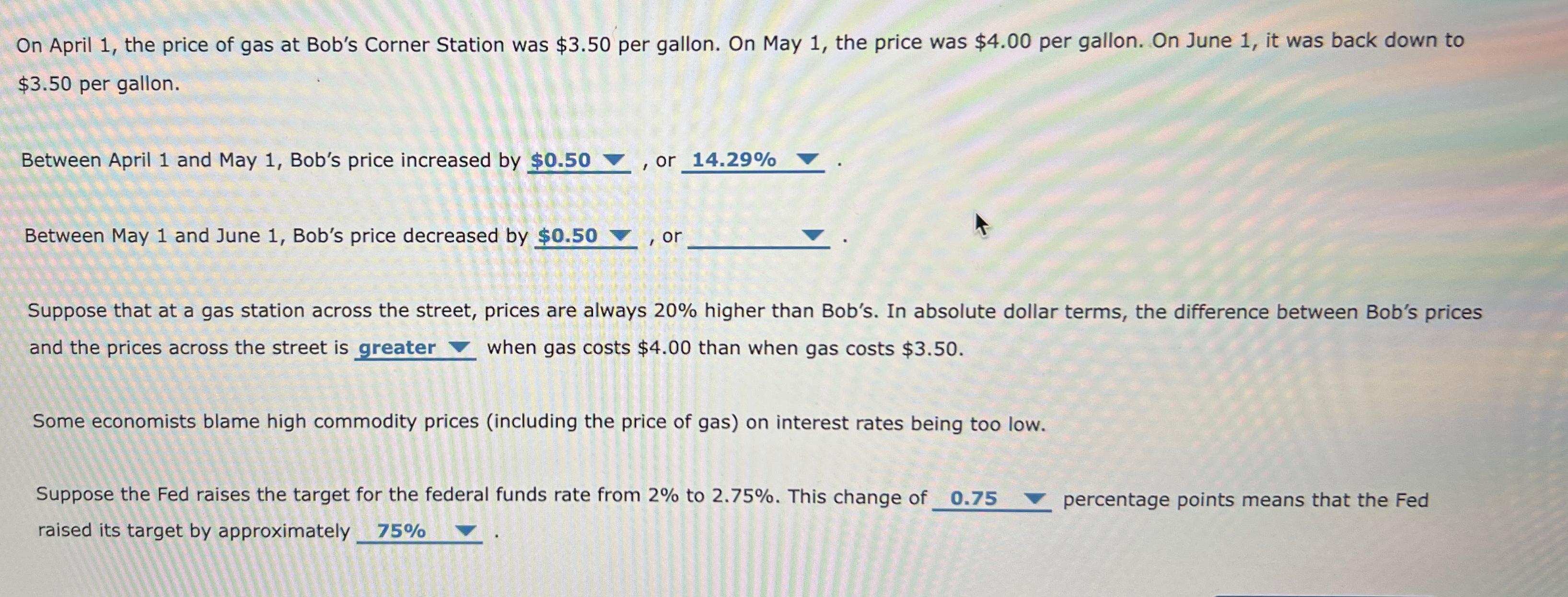 Solved On April 1, ﻿the price of gas at Bob's Corner Station | Chegg.com