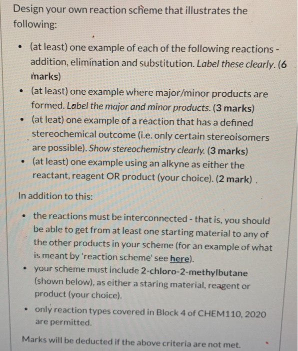 Design your own reaction scheme that illustrates the | Chegg.com