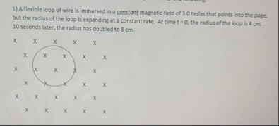 Solved A flexible loop of wire is immersed in a constont | Chegg.com