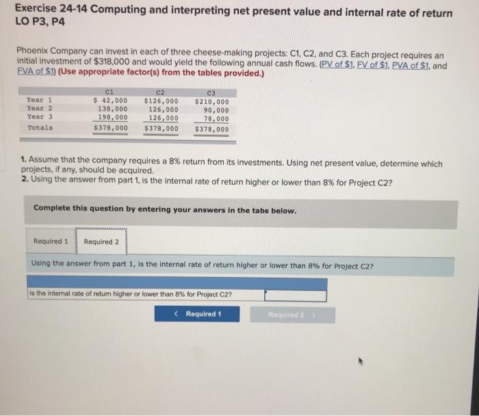 Solved Exercise 24-14 Computing and interpreting net present | Chegg.com