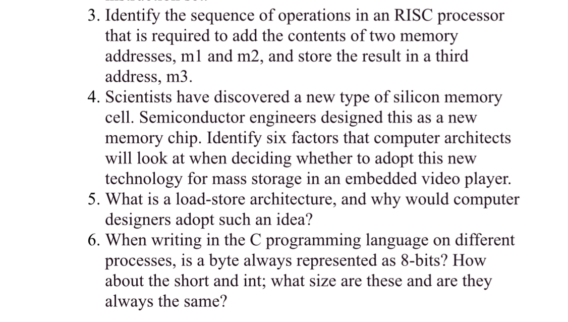 Solved Q1: Identify the sequence of operations in an RISC | Chegg.com
