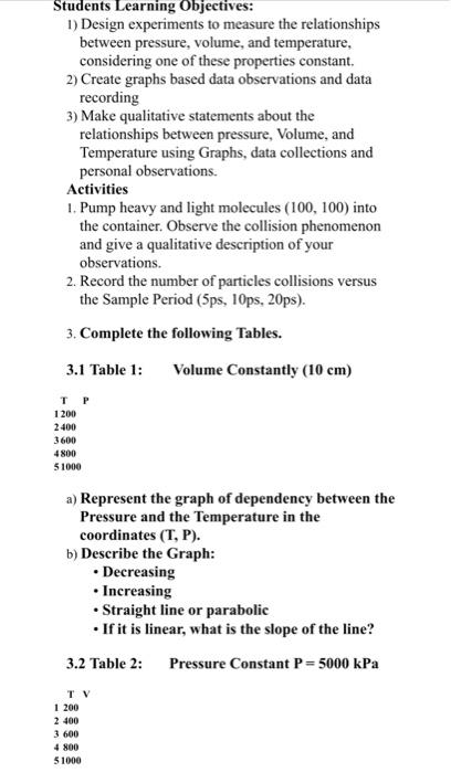 Students Learning Objectives: 1) Design experiments | Chegg.com