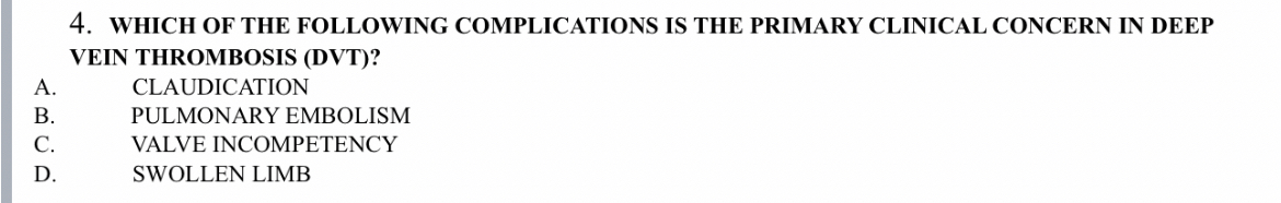 Solved WHICH OF THE FOLLOWING COMPLICATIONS IS THE PRIMARY | Chegg.com