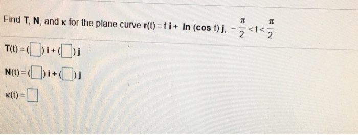 Solved Find T, N, and for the plane curve r(t)=ti + In | Chegg.com