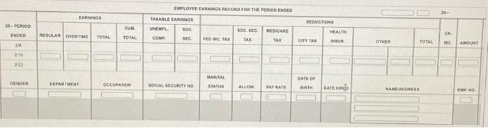 ) Karen's Cupcakes keeps employee earnings records. | Chegg.com