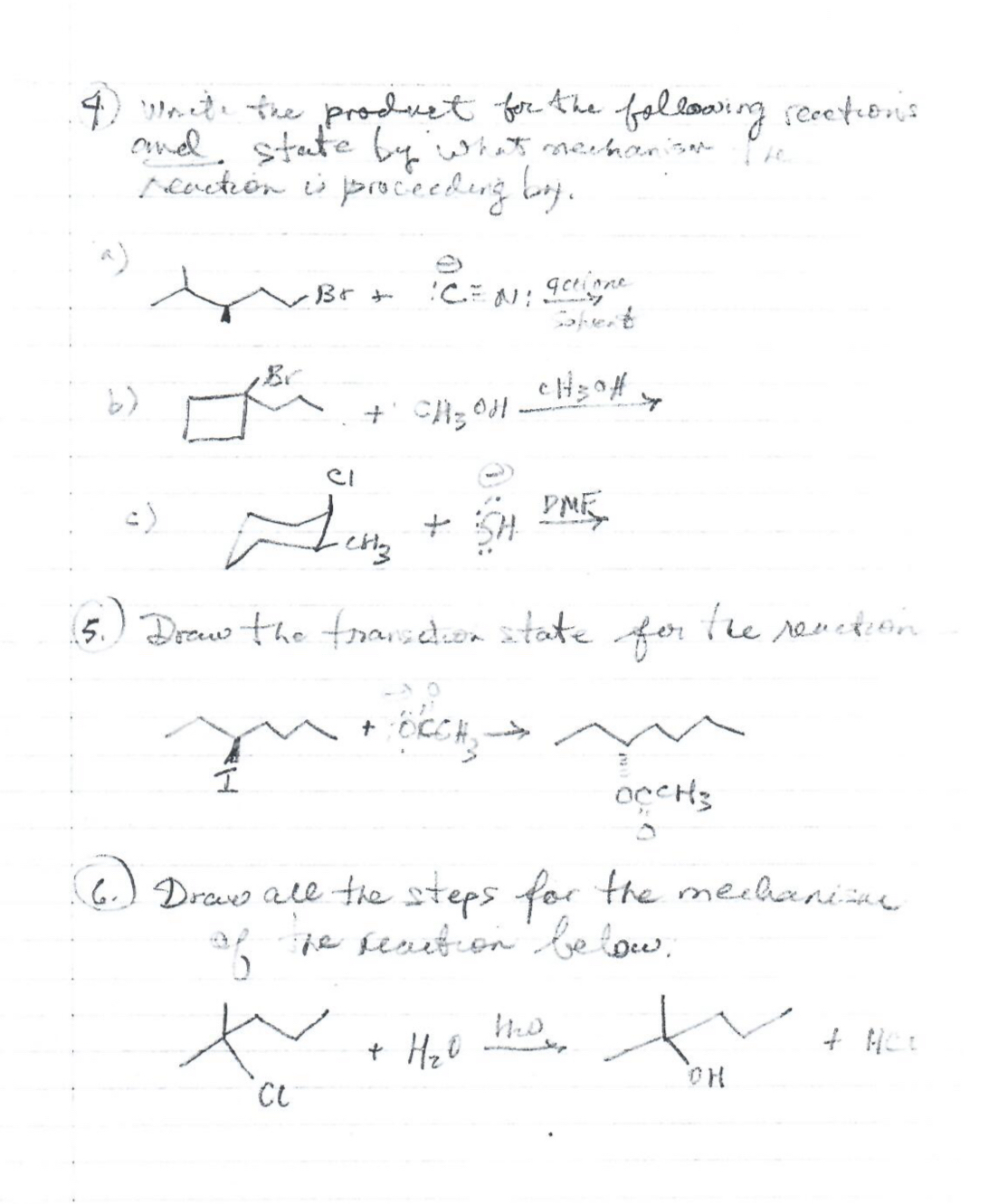 Solved 4.)A.)WrIte the product for the following reactions | Chegg.com
