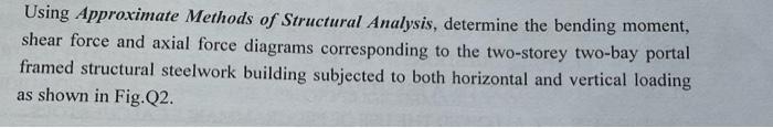 Solved Using Approximate Methods of Structural Analysis, | Chegg.com