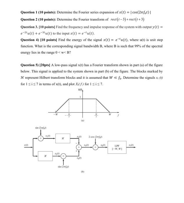 Solved Question 1 (10 points): Determine the Fourier series | Chegg.com