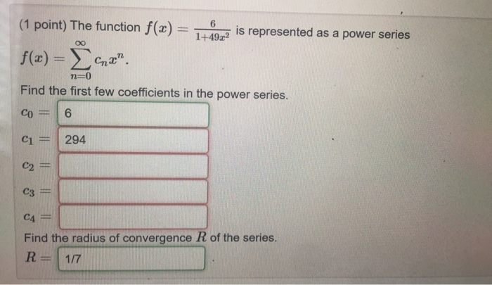 Solved (1 point) The function f(x) f(x) = cræ". 6 1+49x2 is | Chegg.com