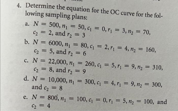 Solved 4. Determine the equation for the OC curve for the | Chegg.com