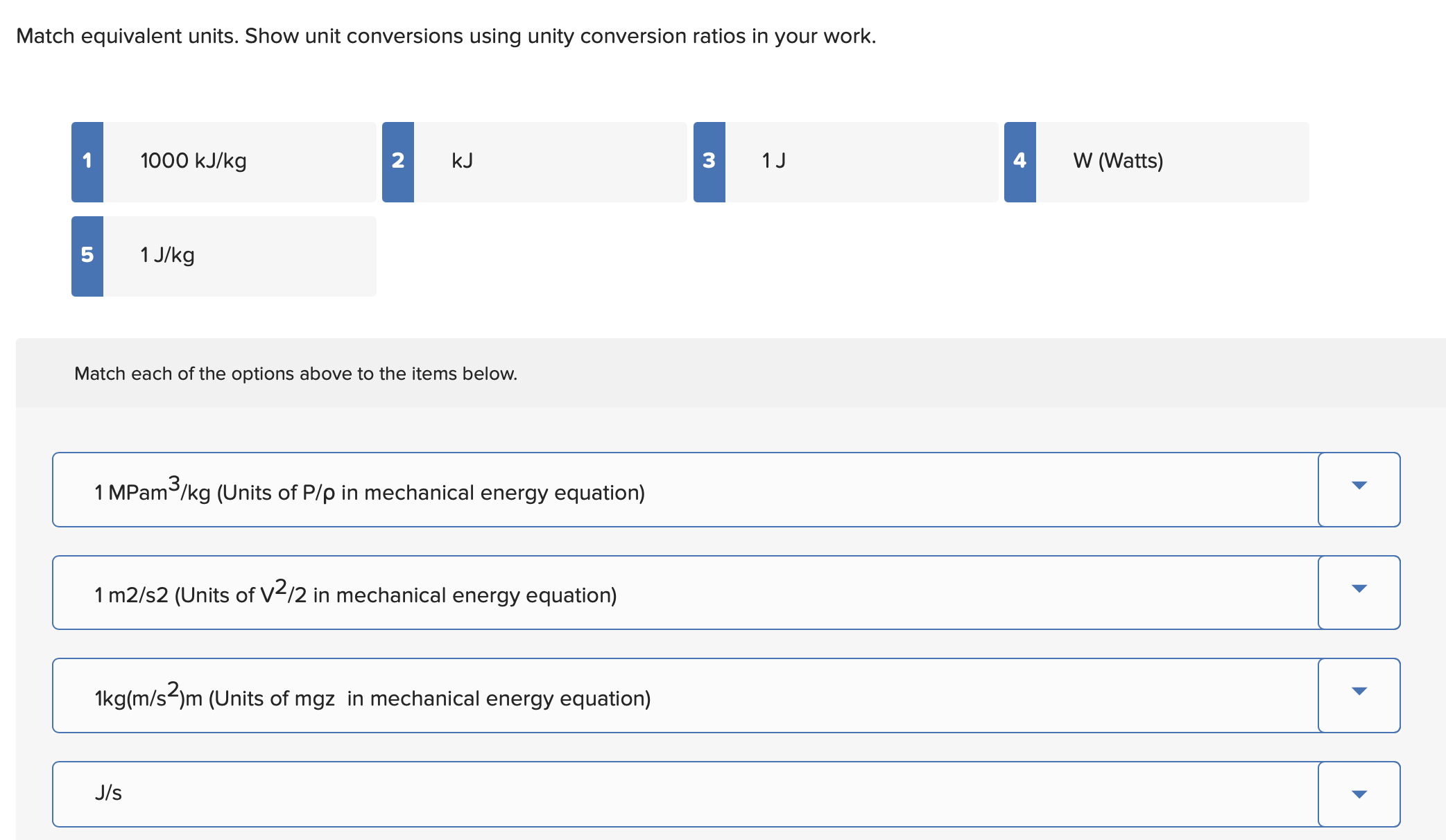 Match equivalent units. Show unit conversions using | Chegg.com