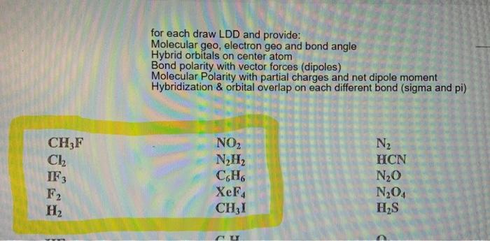 Solved for each draw LDD and provide: Molecular geo, | Chegg.com