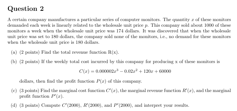 Solved Question 2A certain company manufactures a particular | Chegg.com