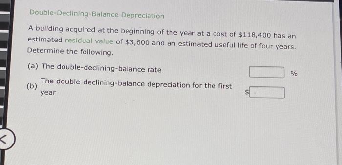 Solved Double-Declining-Balance Depreciation A building | Chegg.com