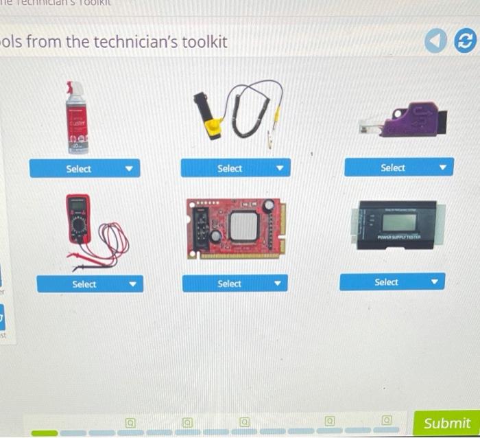 Solved ols from the technician's toolkit VO Select Select | Chegg.com