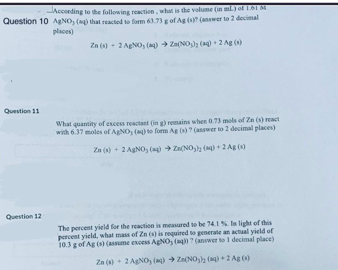 Solved Question 10 ﻿According to the following reaction, | Chegg.com