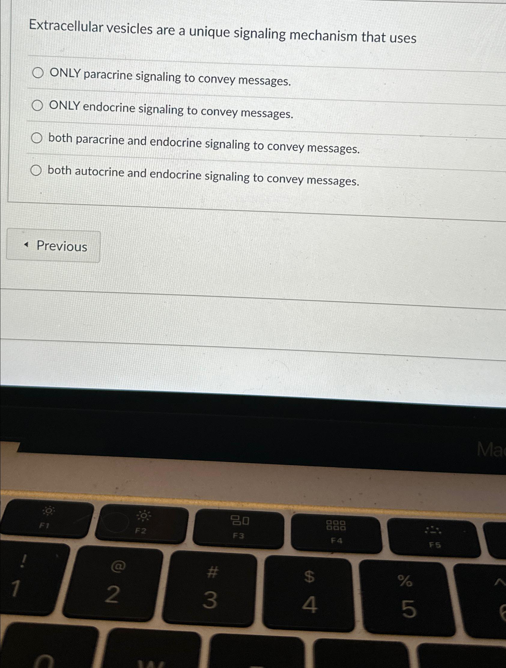 Solved Extracellular vesicles are a unique signaling | Chegg.com