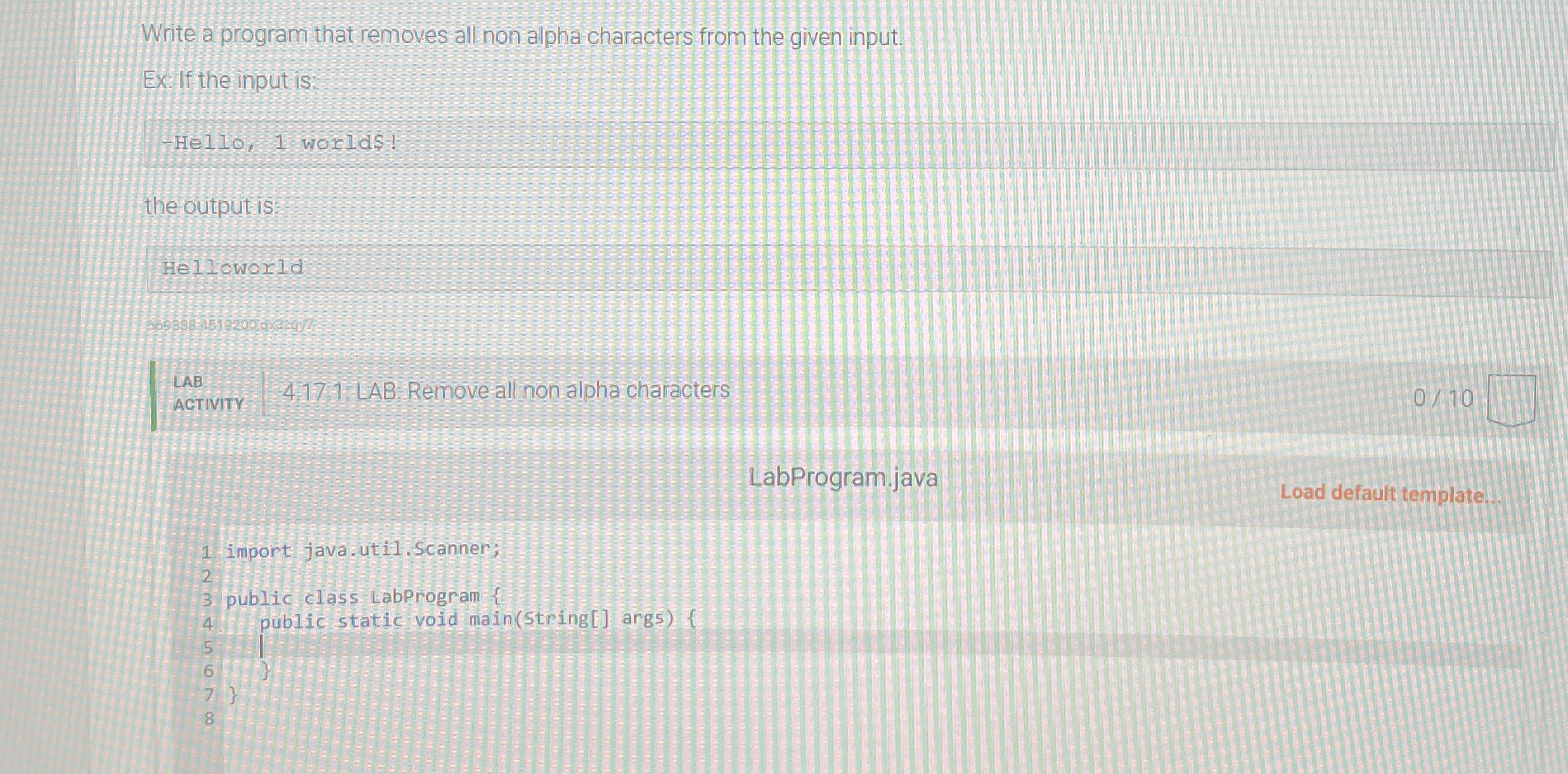 Solved Write a program that removes all non alpha characters | Chegg.com